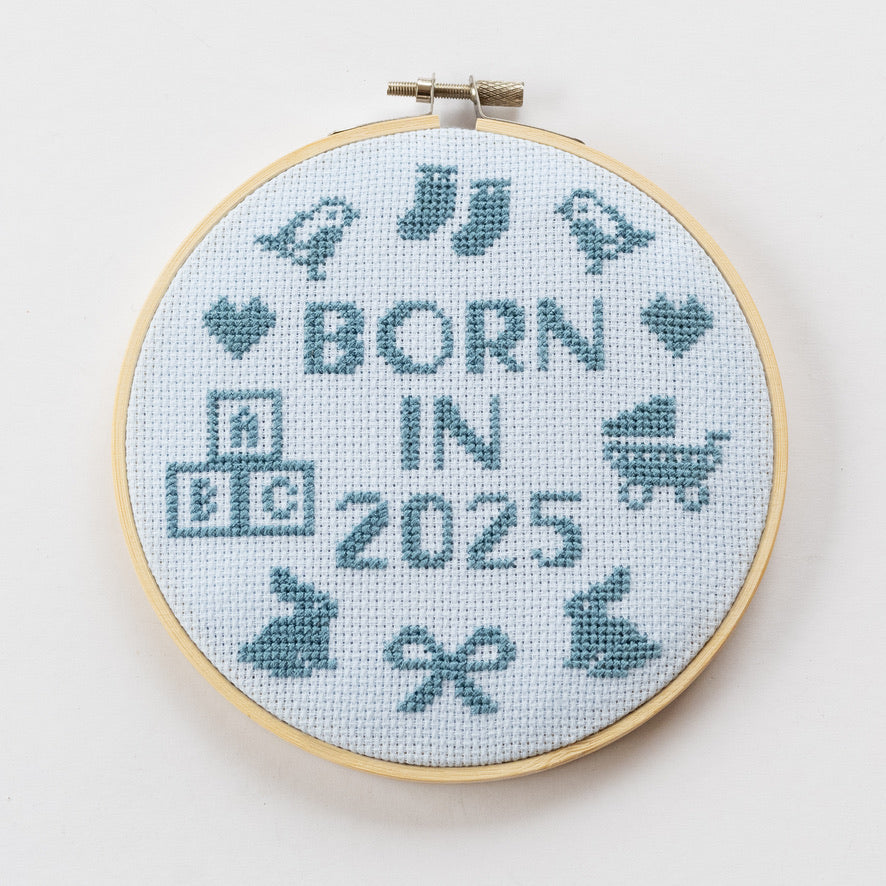 Born In 2025 Cross Stitch Kit – Cotton Clara